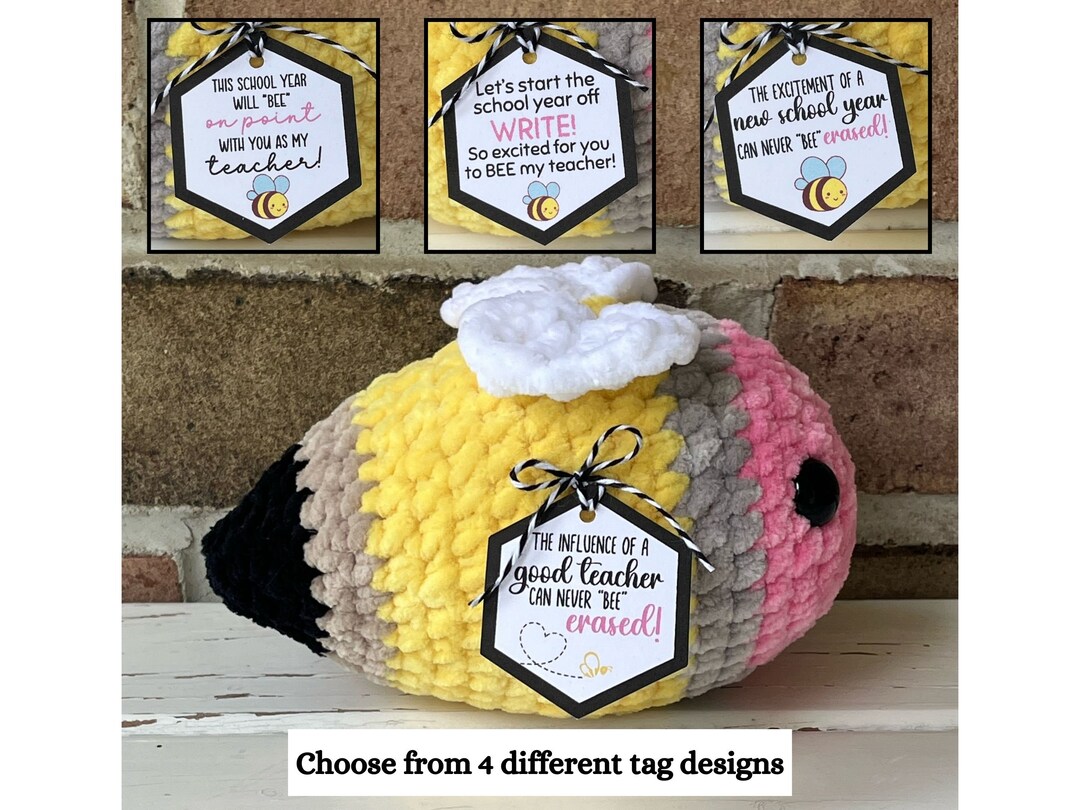 Crochet Pencil Bee Plushie, Back to School Teacher Gift, Gift for ...