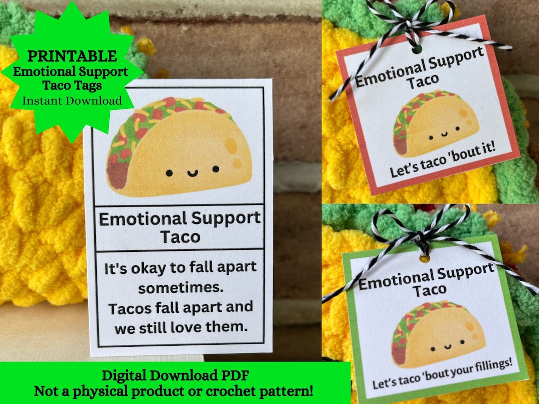 PRINTABLE Emotional Support Taco Tags, Let's Taco 'bout It, Digital PDF ...