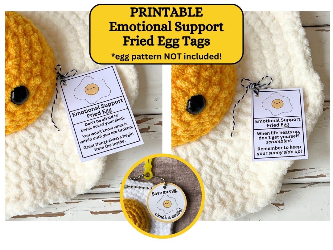 PRINTABLE Emotional Support Fried Egg Tags, Sunny Side up Tag, Display ...