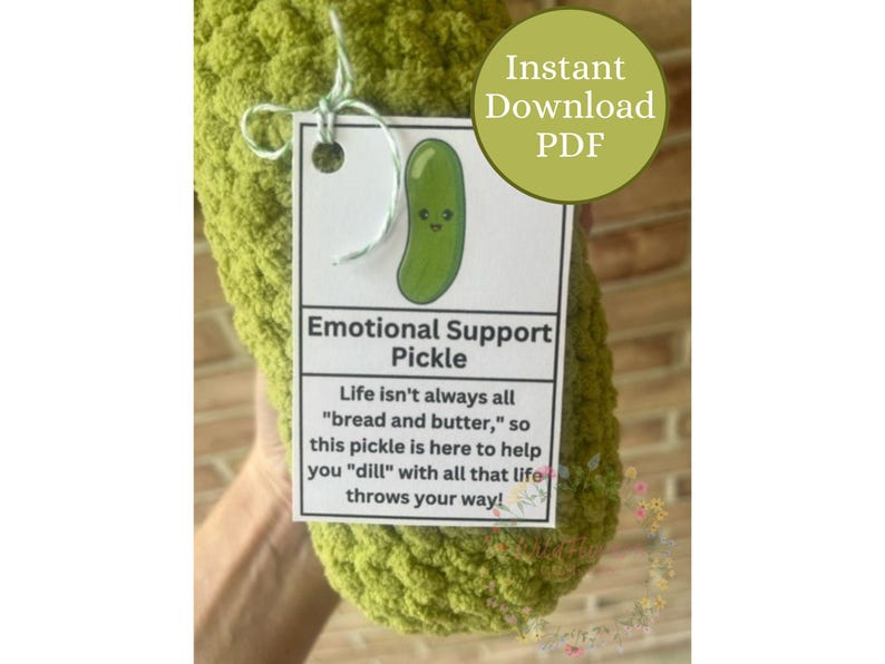 PRINTABLE Emotional Support Pickle Tags, Mini Pickle Pattern, Display ...
