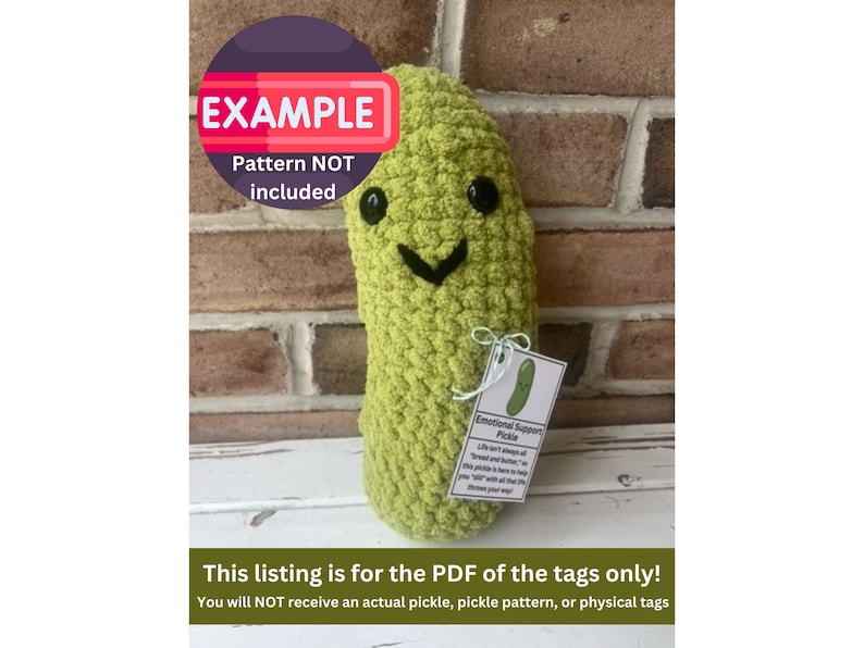 PRINTABLE Emotional Support Pickle Tags Digital PDF Market - Etsy