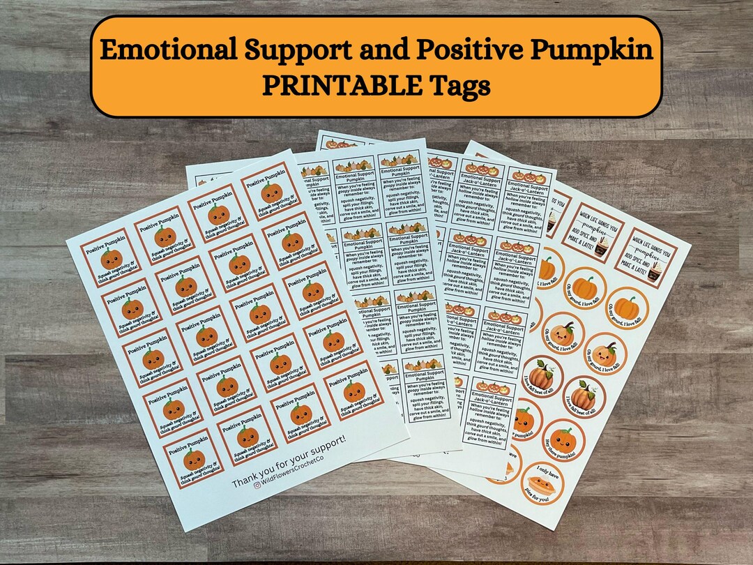 PRINTABLE Emotional Support Pumpkin Tags, Positive Pumpkin Tags, Oh My ...