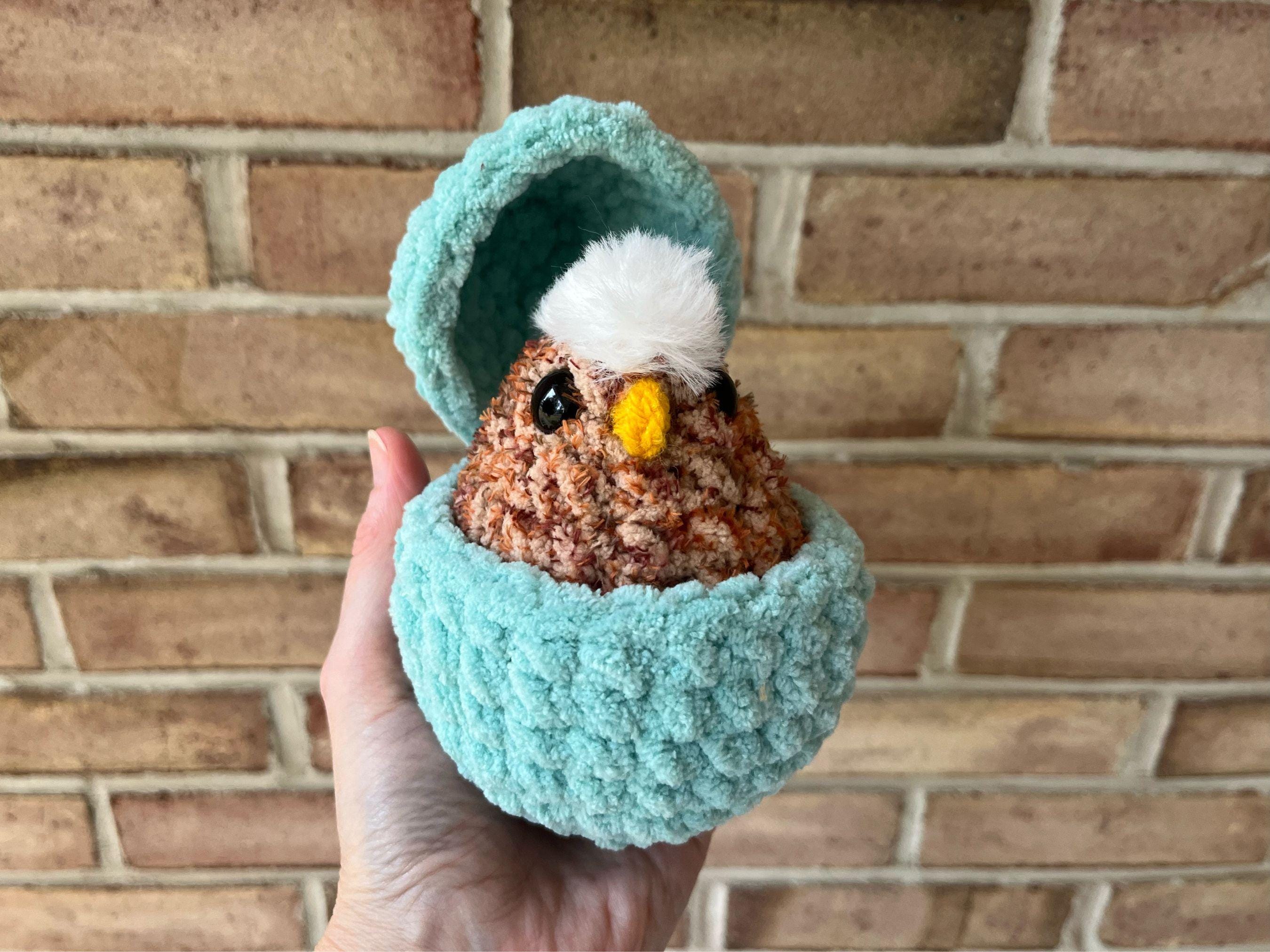 Hatching Chick Plush, Stuffed Toy Chick, Crochet Chick Egg Plushie ...