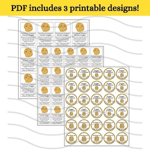 PRINTABLE Emotional Support Chicken Nugget Tags, Nugget of Wisdom ...