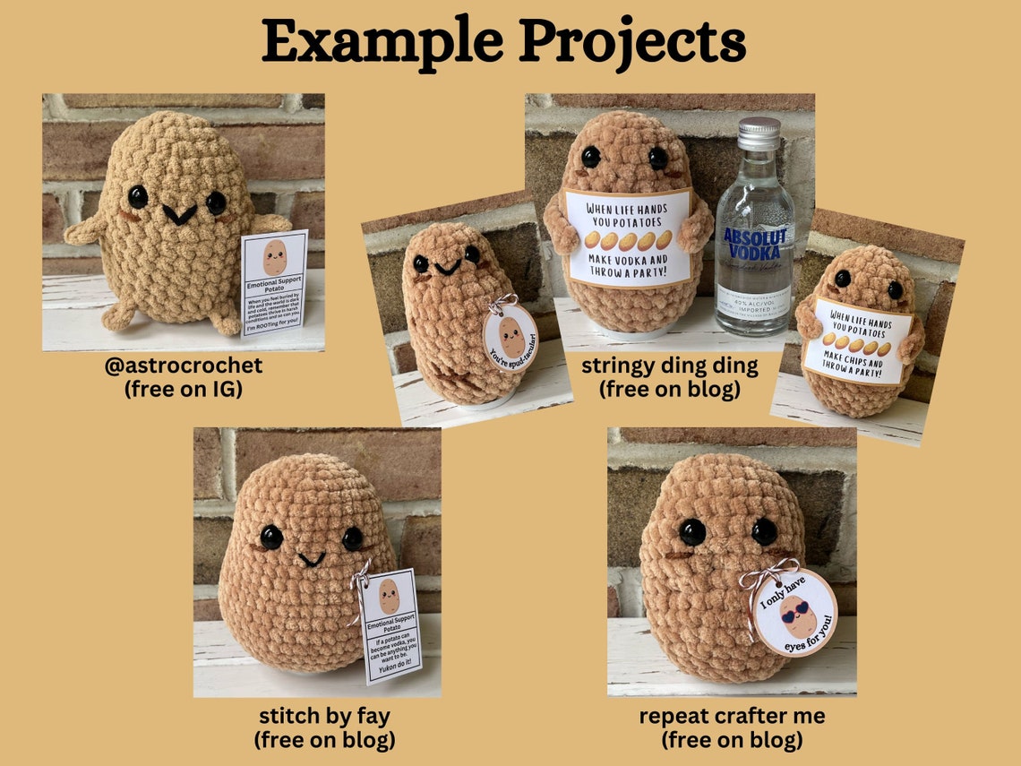 PRINTABLE Emotional Support Potato Tags, Display for Crochet Potatoes ...