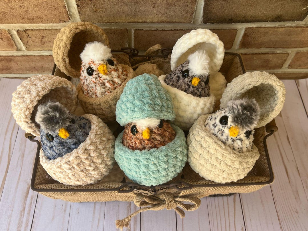 Hatching Chick Plush, Stuffed Toy Chick, Crochet Chick Egg Plushie ...