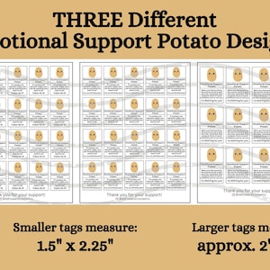 PRINTABLE Emotional Support Potato Tags, Display for Crochet Potatoes, Knitted Potato Signs ...