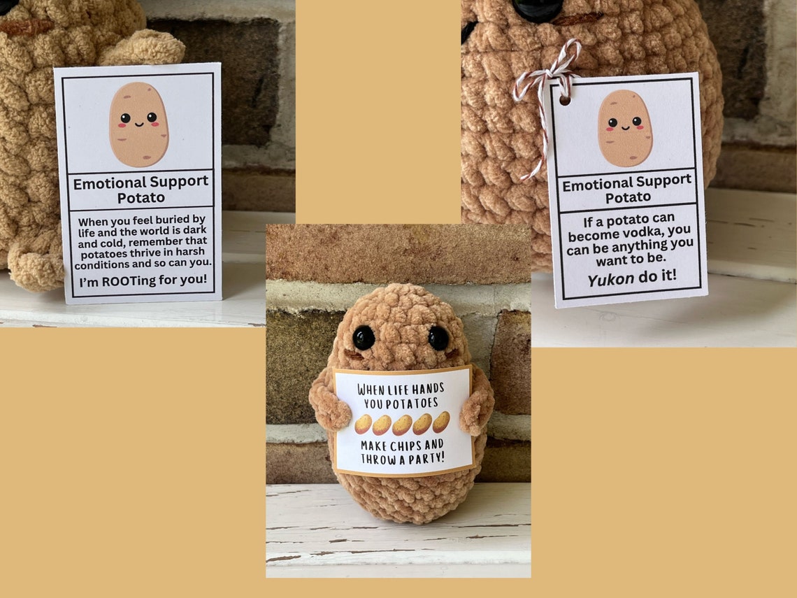 PRINTABLE Emotional Support Potato Tags, Display for Crochet Potatoes ...