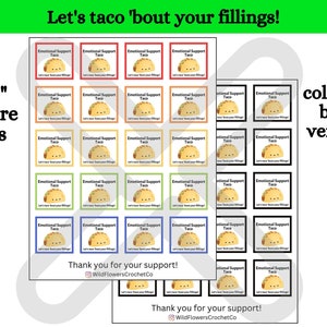 PRINTABLE Emotional Support Taco Tags, Let's Taco 'bout It, Digital PDF ...