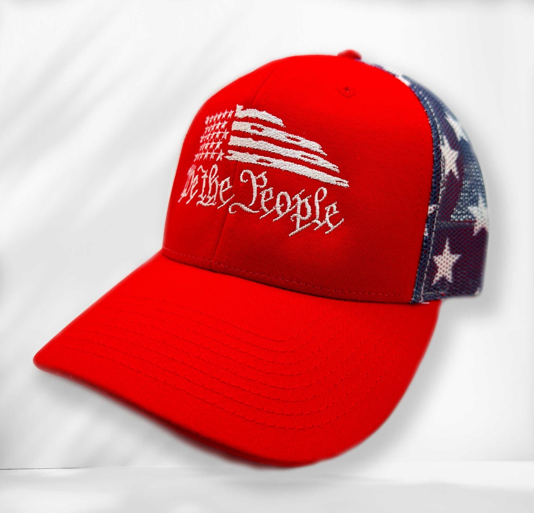 We the People Red Hat With American Flag Back Mesh Pattern - Etsy