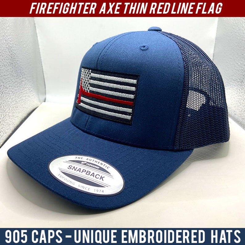 Thin Red Line Hat Firefighter Axe Embroidered Hat - Etsy