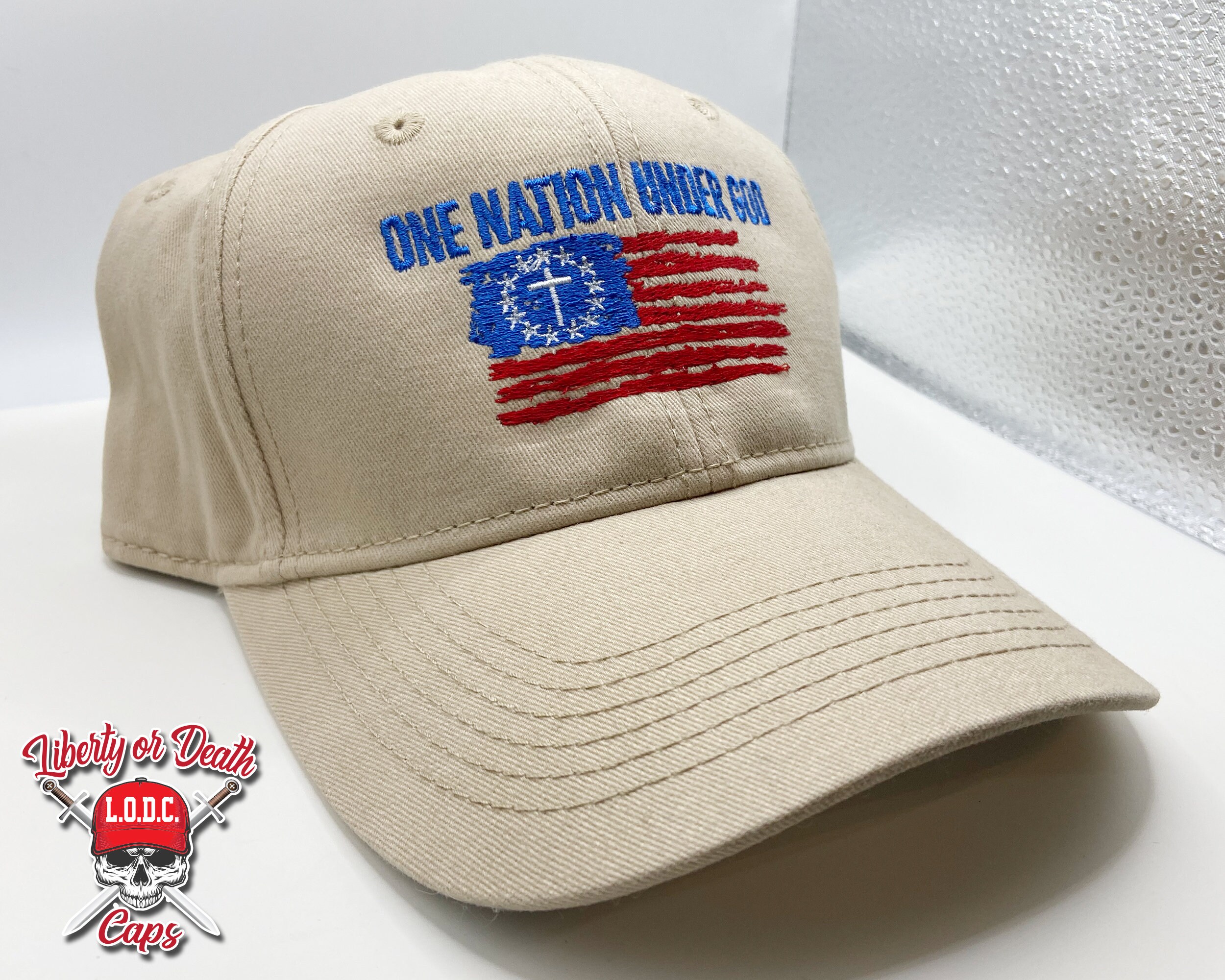 One Nation Under God American Flag Embroidered Hat - Etsy
