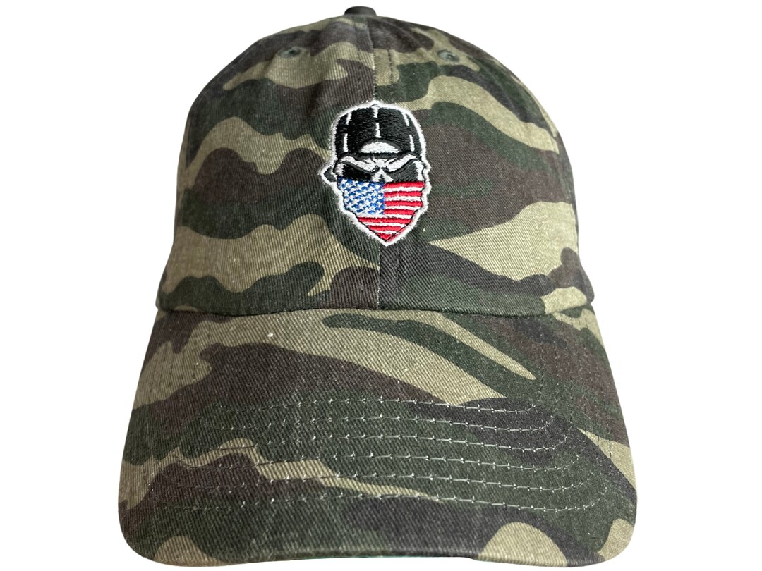 Punisher Gangster Skull US Flag Bandana Embroidered Camouflage Dad Hat ...