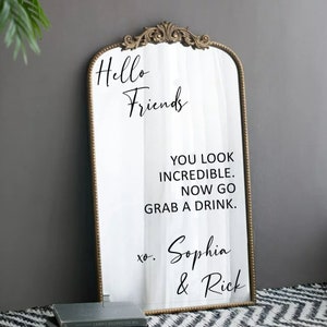 Selfie Mirror Decal for Wedding Entry Sign Hello Darling Grab A Drink ...