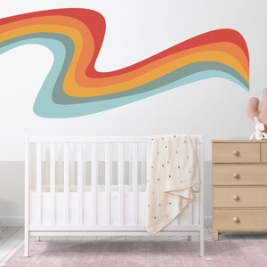 Wavy Retro Stipe Wall Decal Colorful Rainbow 70's Wall Art Sticker ...