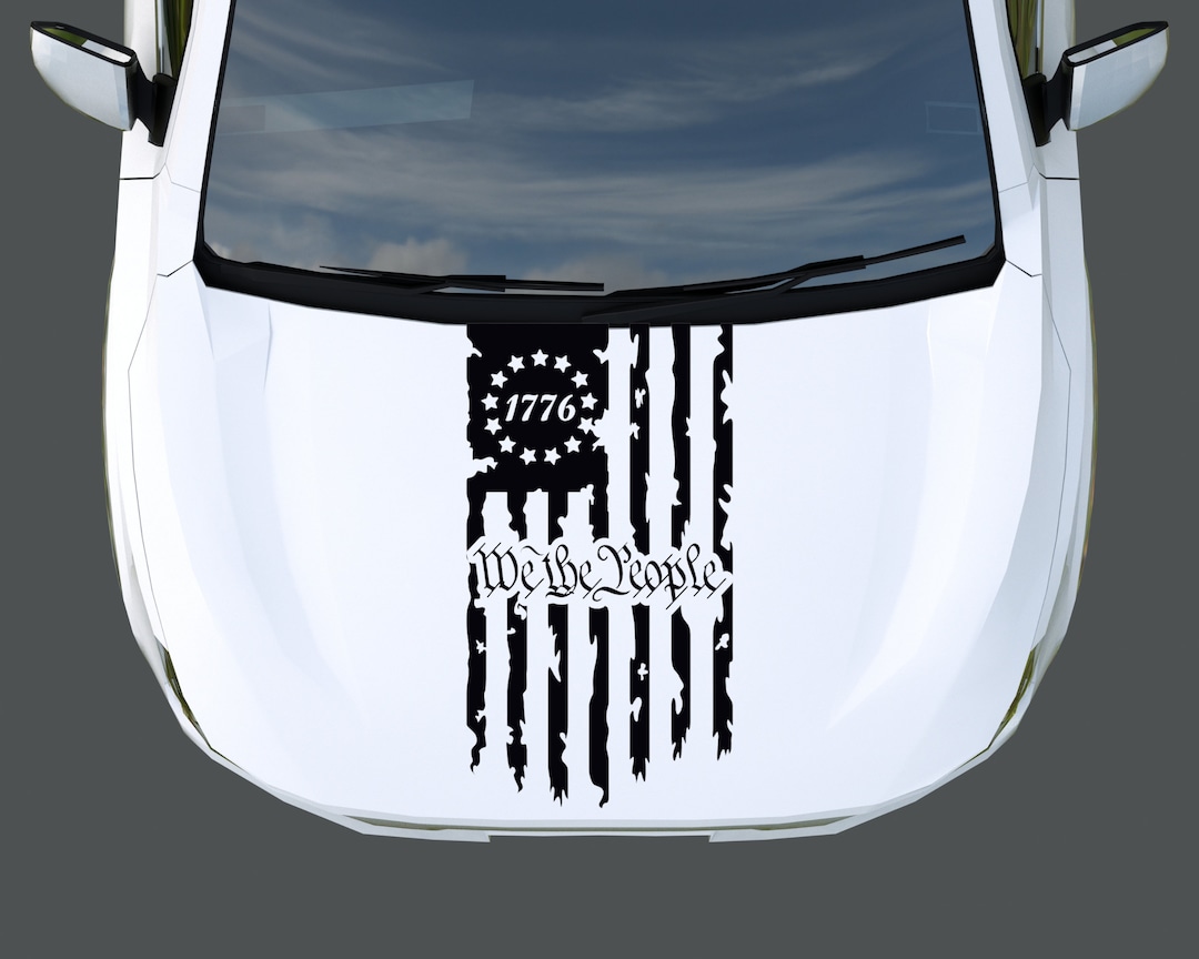 Betsy Ross Flag Vinyl Hood Decal – Distressed 1776 American Flag Truck ...