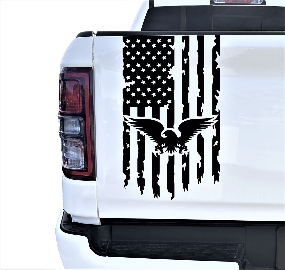 American Eagle American USA US Flag Truck Tailgate Vinyl Decal ...