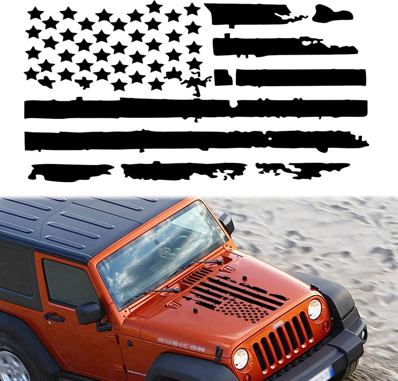 American Flag Distressed Decal for Hood Vehicle USA Flag - Etsy