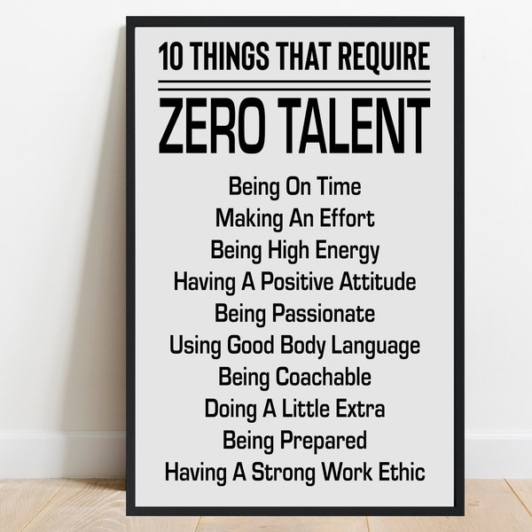 10 Things That Require Zero Talent Poster - Etsy