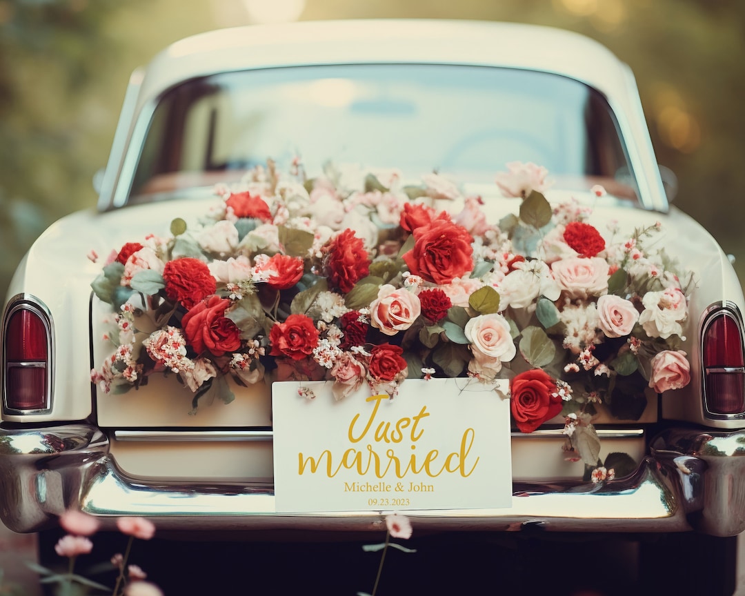 Just Married Car Decal, Wedding Car Decal Sticker, Wedding Decal for ...
