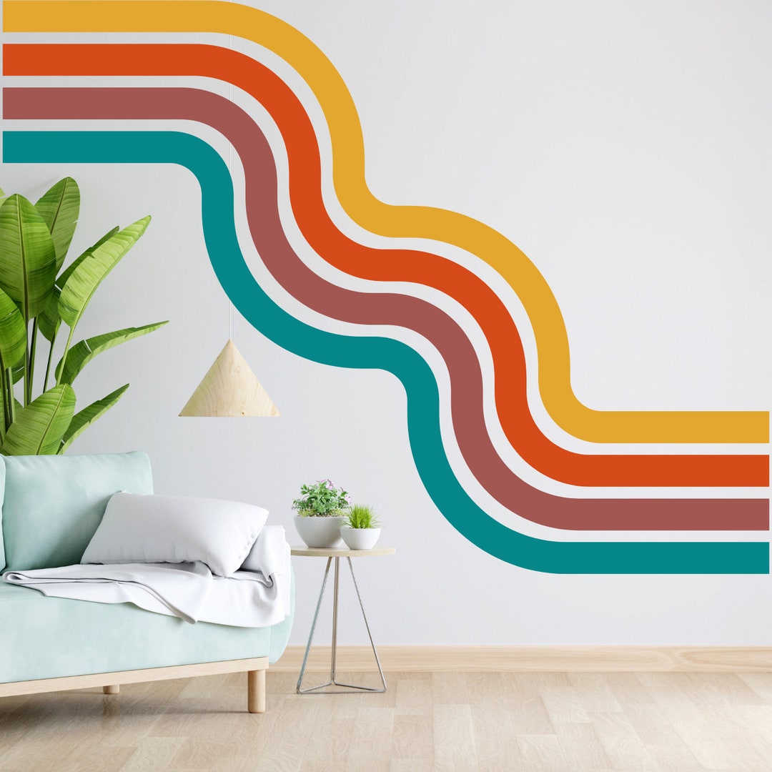 Living Room Art Classic Retro Rainbow Track Vinyl Wall Decal, Gradient ...