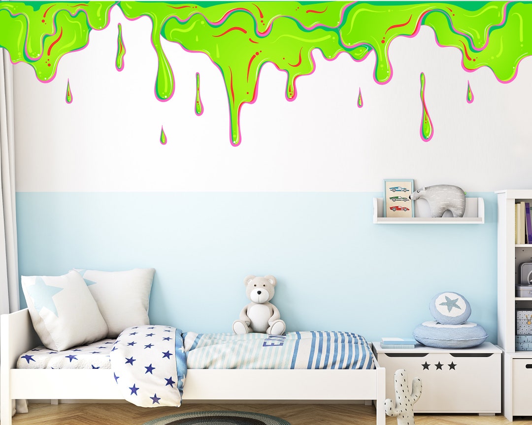 Rainbow Color Slime Dripping Wall Decal Graphic. Kid’s Room Home Decor ...