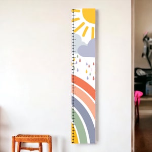 Sunny Rainbow Height Chart Vinyl Wall Sticker - Repositionable - Growth ...
