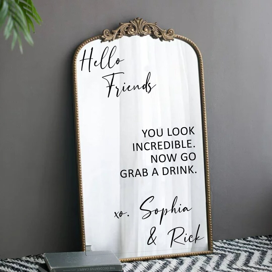 Personalized Selfie Mirror Decal for Wedding Entry Sign Hello Darling ...
