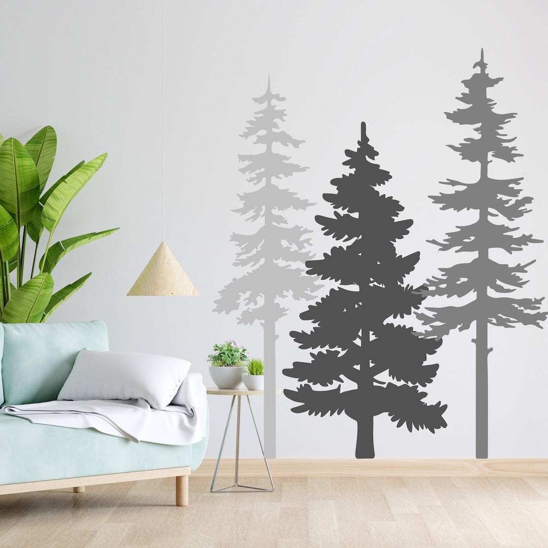 Wall Decals Nursery, Pine Tree Forest Wall Decals,tree Wall Decals ...