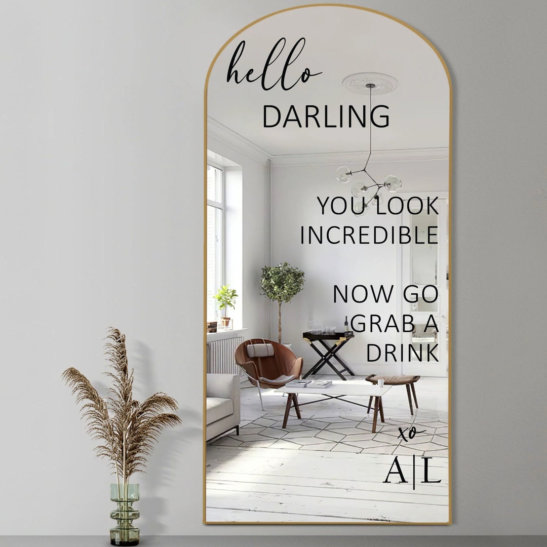 Custom Selfie Mirror Decal for Wedding - Hello Darling / Friends You ...