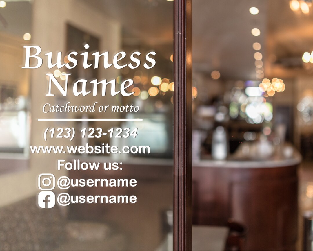 Business Window Decal Custom Sign Decal Sticker - Permanent Business ...