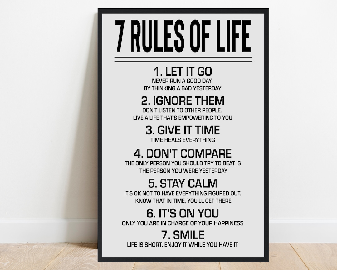 Motivation Wall Art - 7 Rules of Life, Classroom Decoration ...