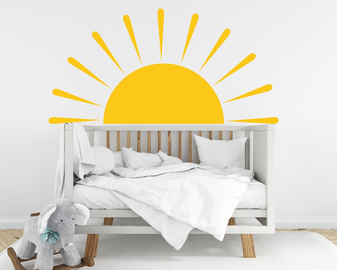 Large Half Sun Wall Decal - Nursery Decor, Kids Room Wall Art ...