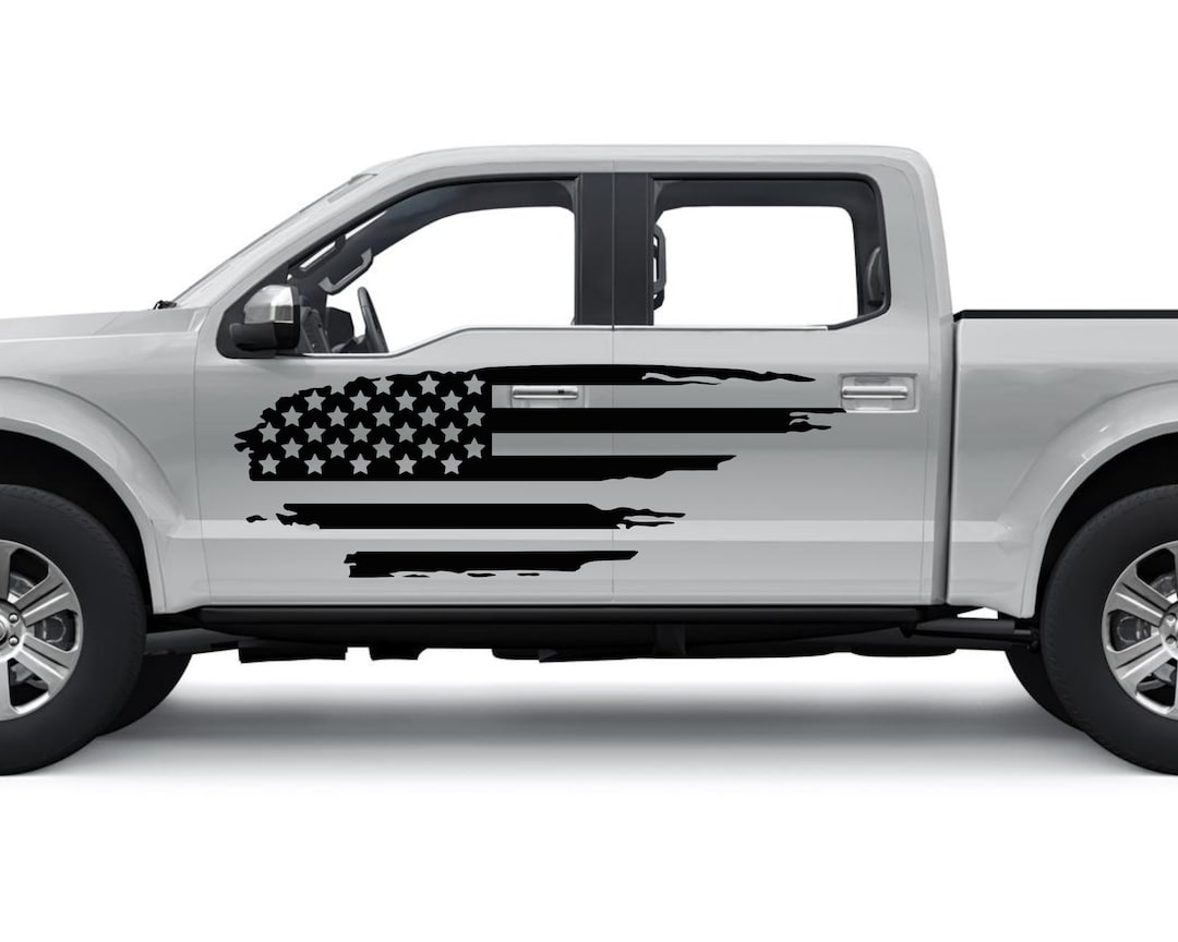 Distressed American USA US Flag Truck Tailgate Vinyl Decal Compatible ...