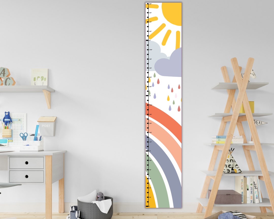 Sunny Rainbow Height Chart Vinyl Wall Sticker - Repositionable - Growth ...