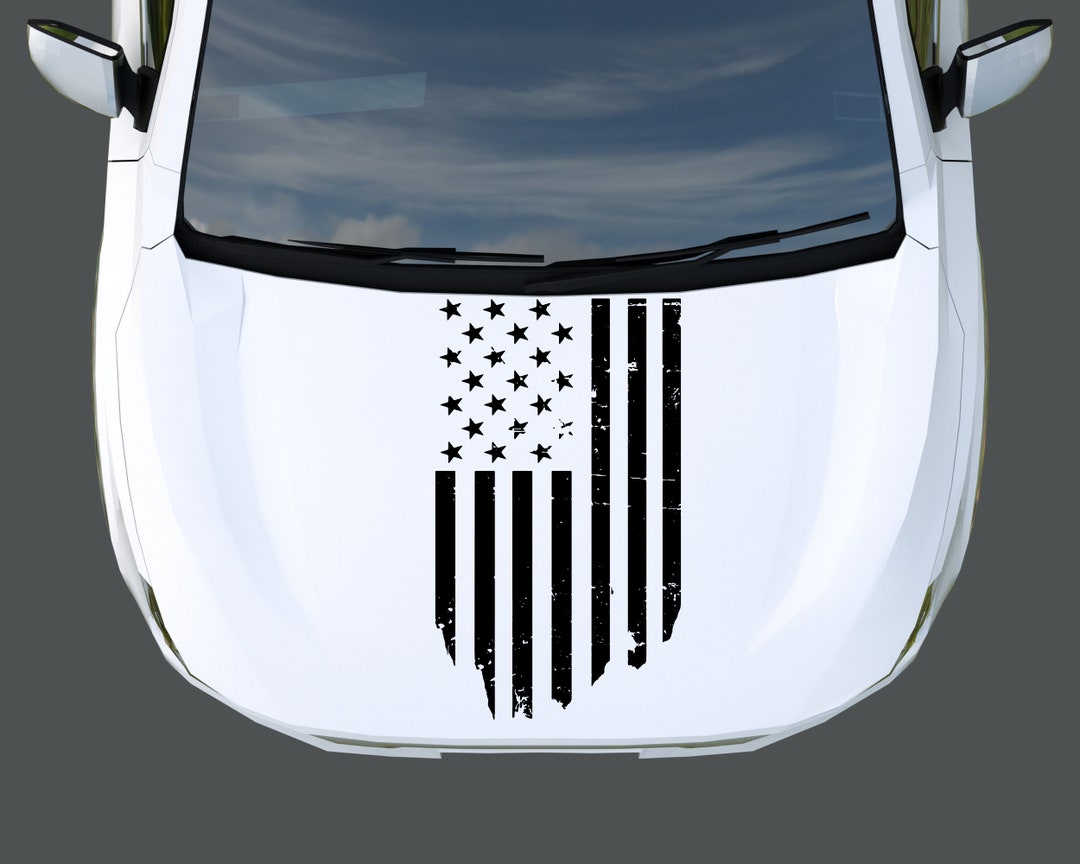 American Flag Distressed Decal for Hood Vehicle USA Flag Graphic Vinyl ...