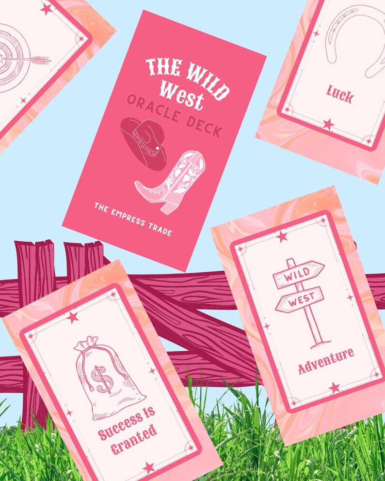 Wild West Oracle Deck, 45 Western Card Deck, Retro Pink Vintage - Etsy