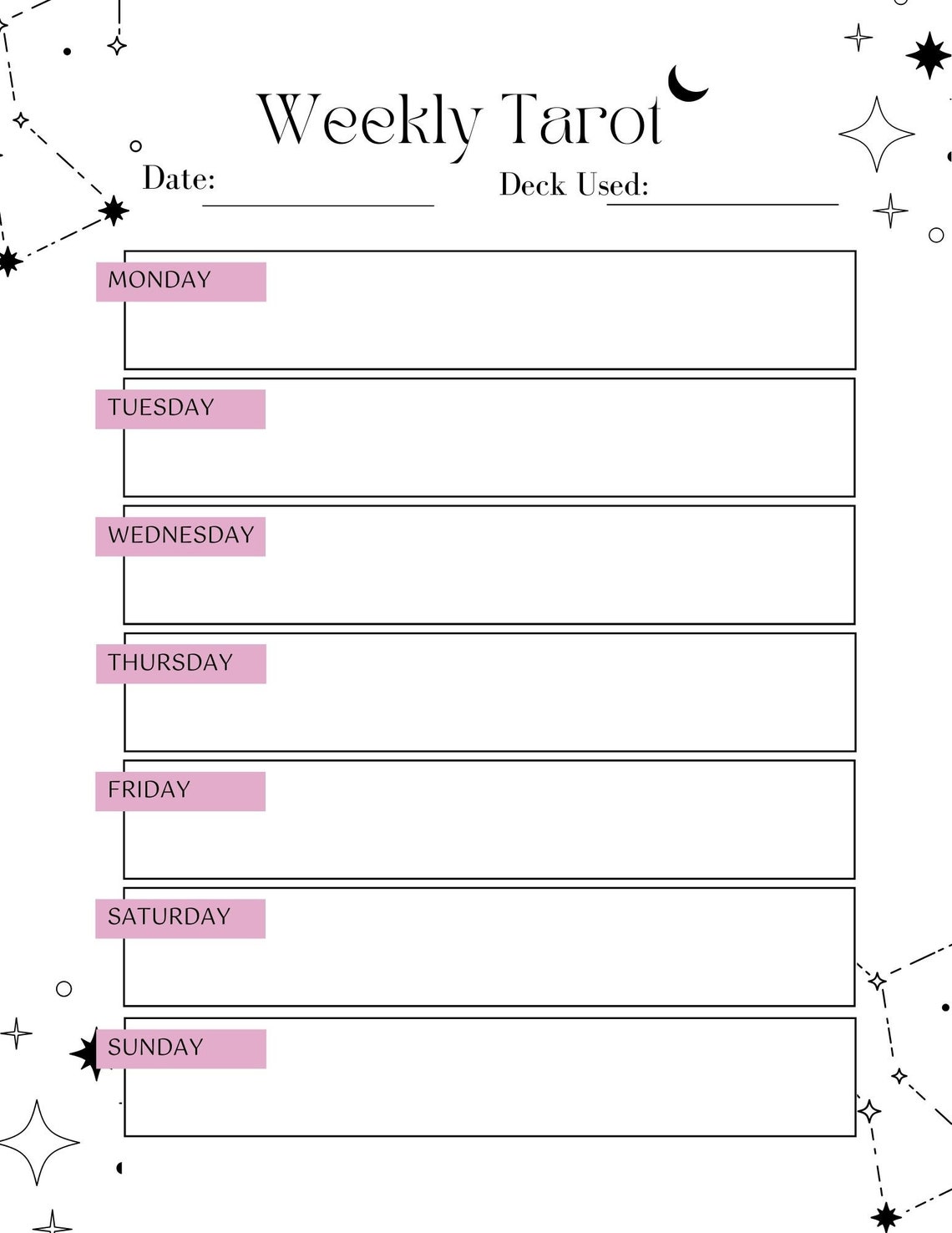 Tarot Journal Printable Tarot Spreads PDF Tarot Workbook - Etsy