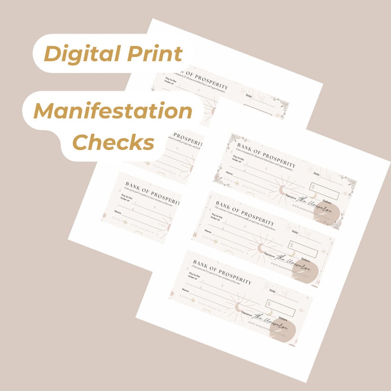 Manifesting Money Printable Checks – Law of Attraction Digital Download ...