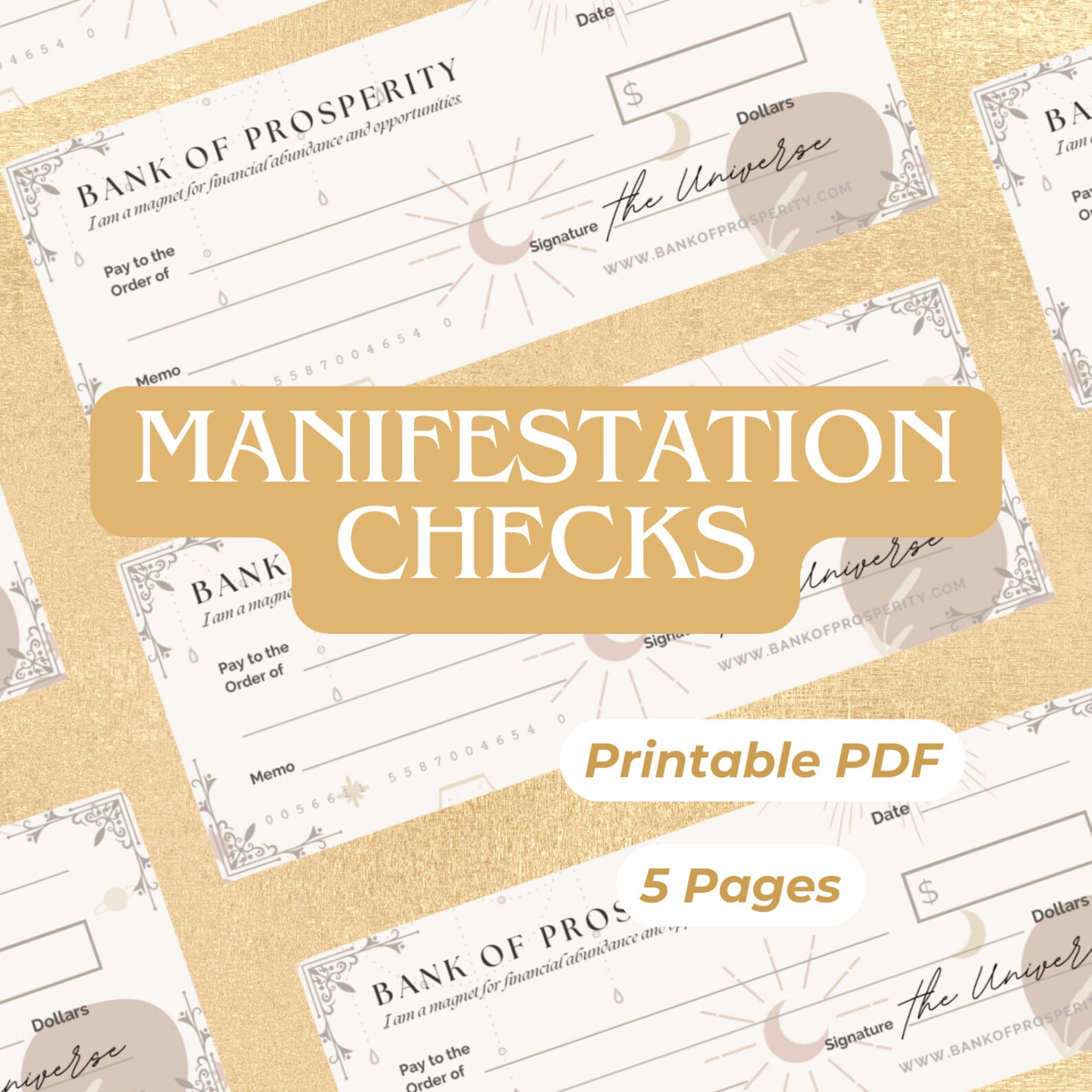 Manifesting Money Printable Checks – Law of Attraction Digital Download ...
