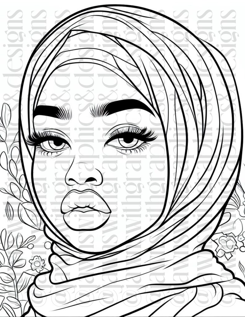 15 Muslim Women Coloring Pages, Printable PDF 8.5X11, Muslimah, Arabic ...