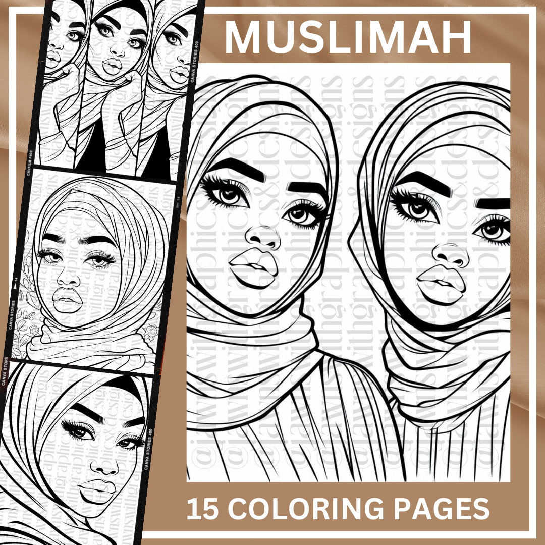 15 Muslim Women Coloring Pages, Printable PDF 8.5X11, Muslimah, Arabic ...