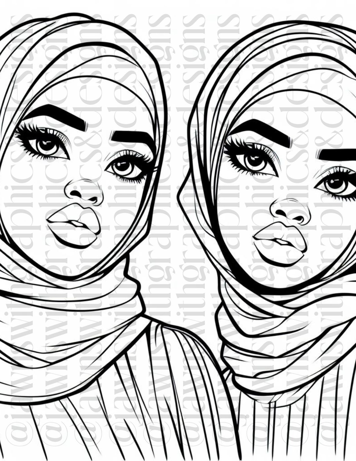 15 Muslim Women Coloring Pages, Printable PDF 8.5X11, Muslimah, Arabic ...