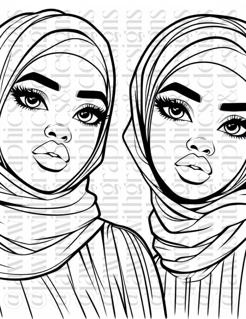 15 Muslim Women Coloring Pages, Printable PDF 8.5X11, Muslimah, Arabic ...