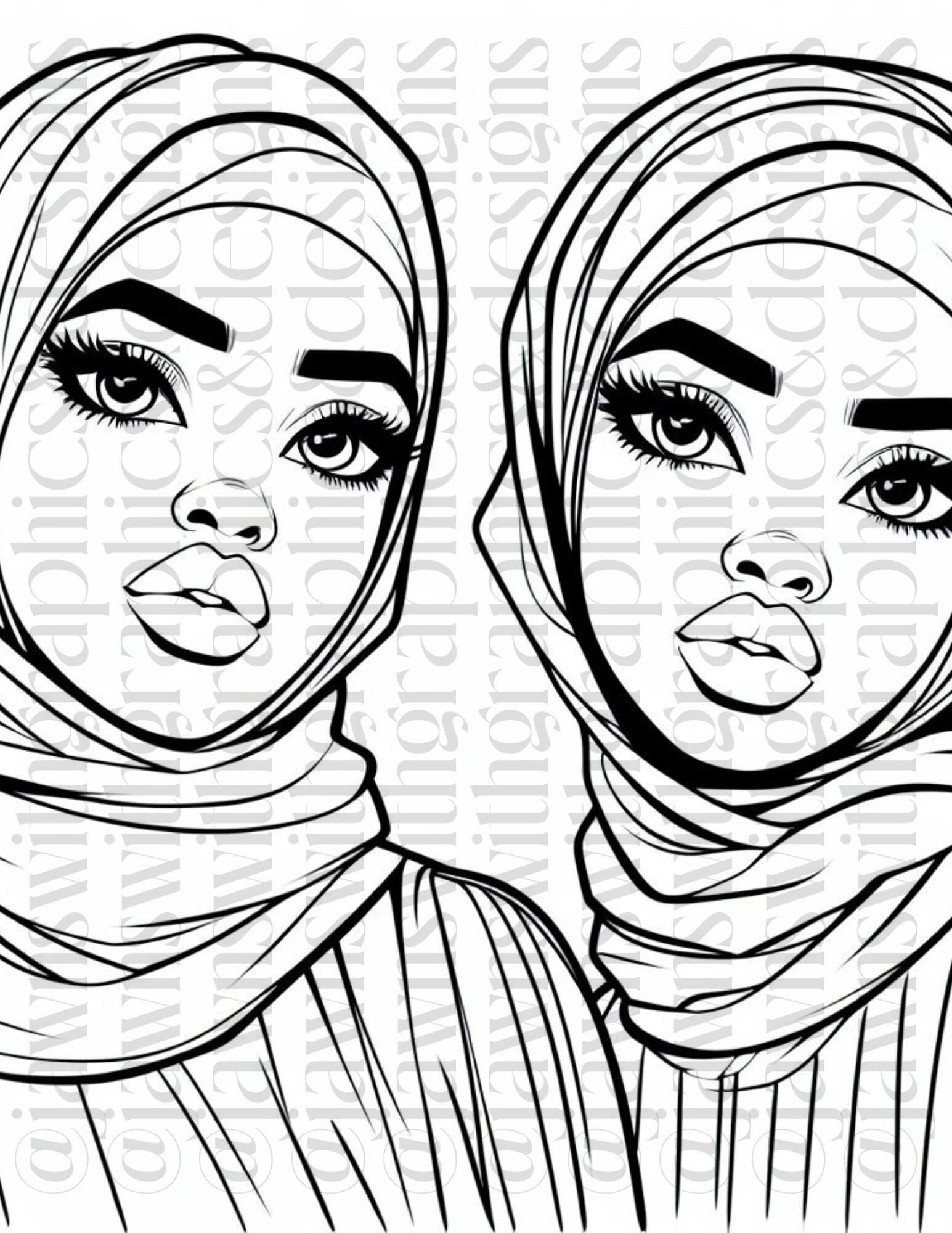 15 Muslim Women Coloring Pages, Printable PDF 8.5X11, Muslimah, Arabic ...