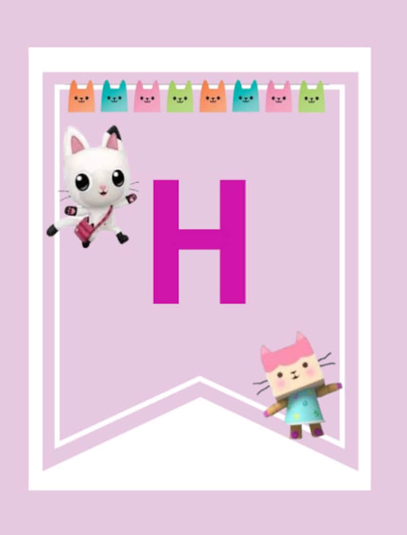 Gabby's Dollhouse Happy Birthday BANNER Instant Download Digital Printable Birthday Banner DIY ...