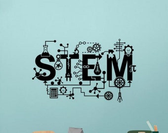 STEM Decal Classroom Wall Art Science Technology Engineering Math - Etsy
