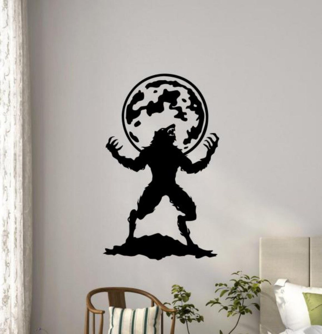 Werewolf Wall Decal Vinyl Sticker Full Moon Wall Decor - Etsy