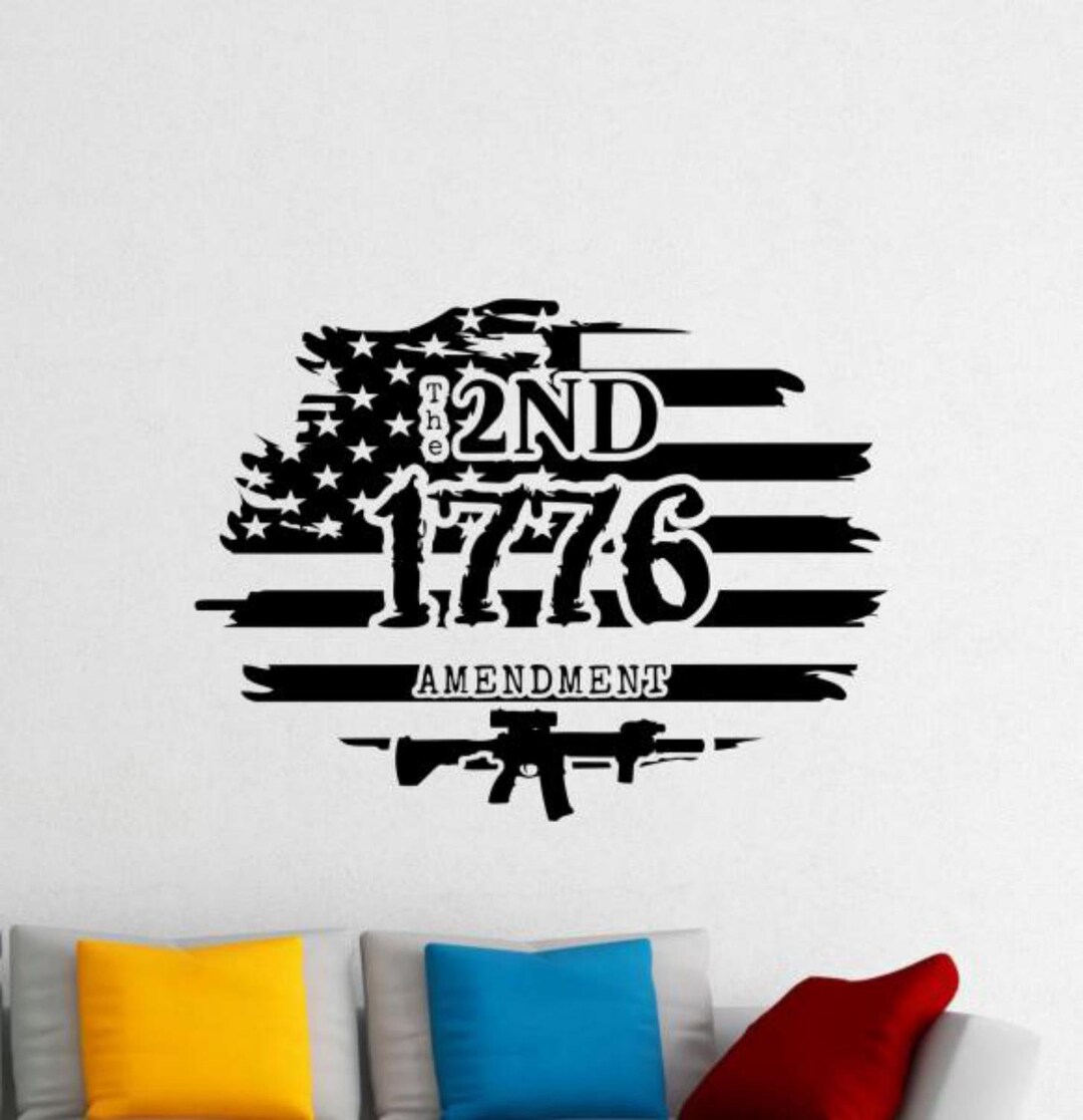 2nd Amendment Decal Wall Vinyl Sticker Distressed American Flag 1776 ...