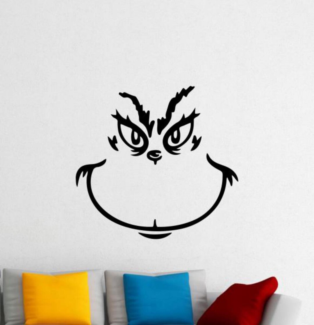 Grinch Face Wall Decal Vinyl Sticker Grinchmas Poster Wall Decor Merry ...
